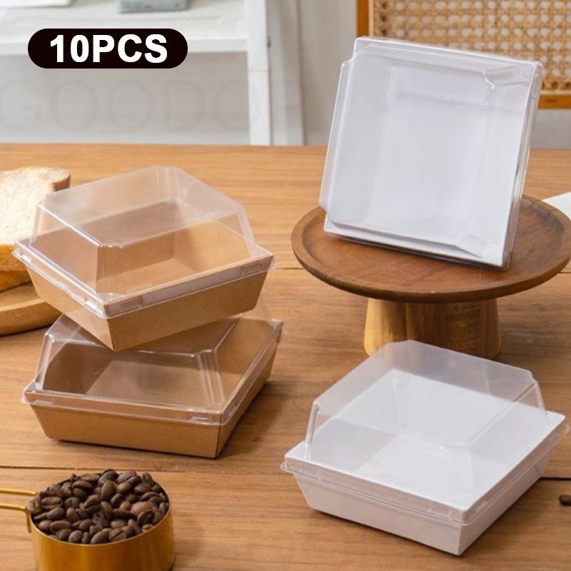 Square cake box Kraft paper box sticker Transparent pastry box sticker ...