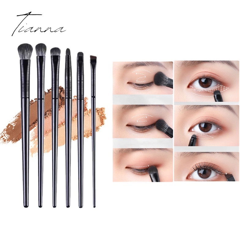 Natural Eye Makeup Brushes Set Eyeshadow Brush Eyebrow Contour Eyeliner ...