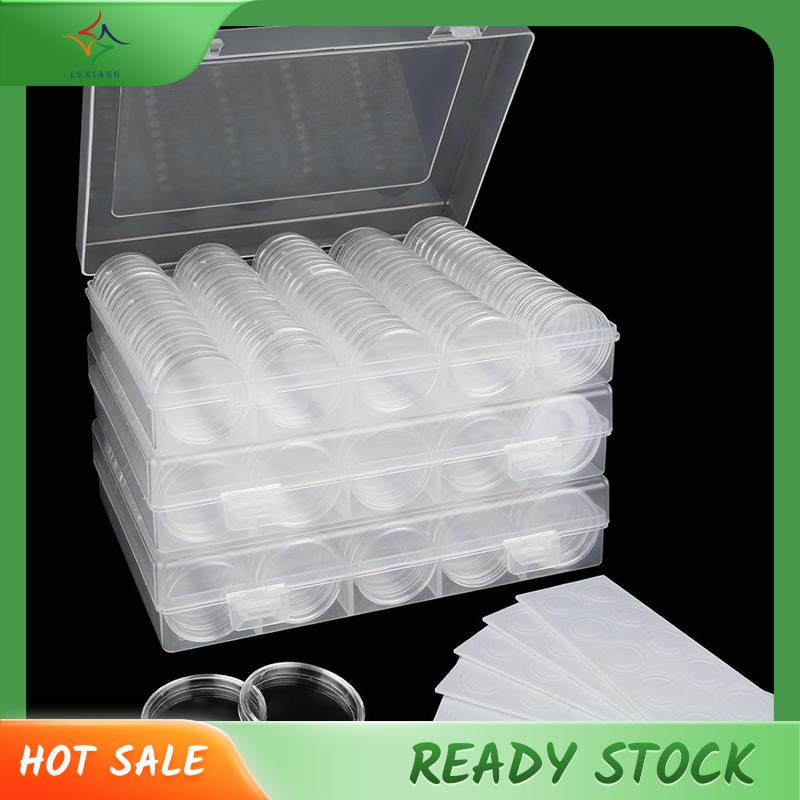 [Ready Stock] Coin Capsules Box Plastic Coin Holders with Foam Protect ...