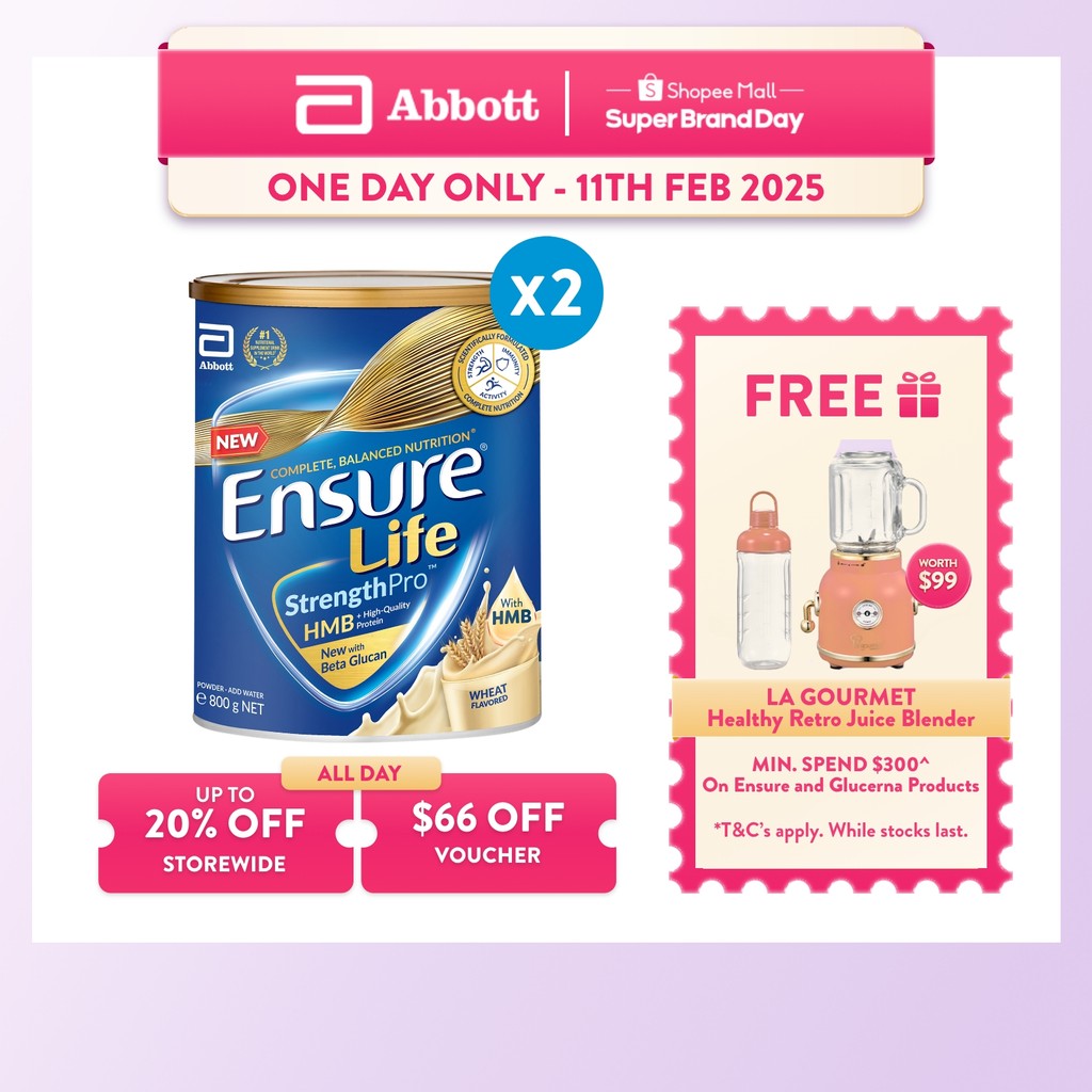 [Bundle of 2] Ensure® Life StrengthProᵀᴹ Wheat 800g | Shopee Singapore
