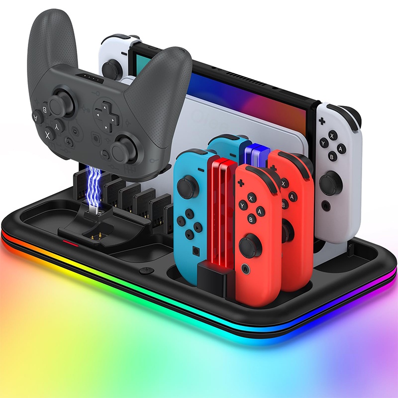 Switch Controller Charging Dock with RGB Light, 4 Joy-Cons Charger ...