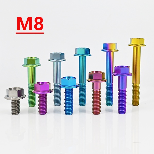 GR5/TC4 Titanium Bolt M8 X10 15 20 25 30 35 40 45 50 55 60 65 70mm Hex Head Flange M8 motorcycle ...