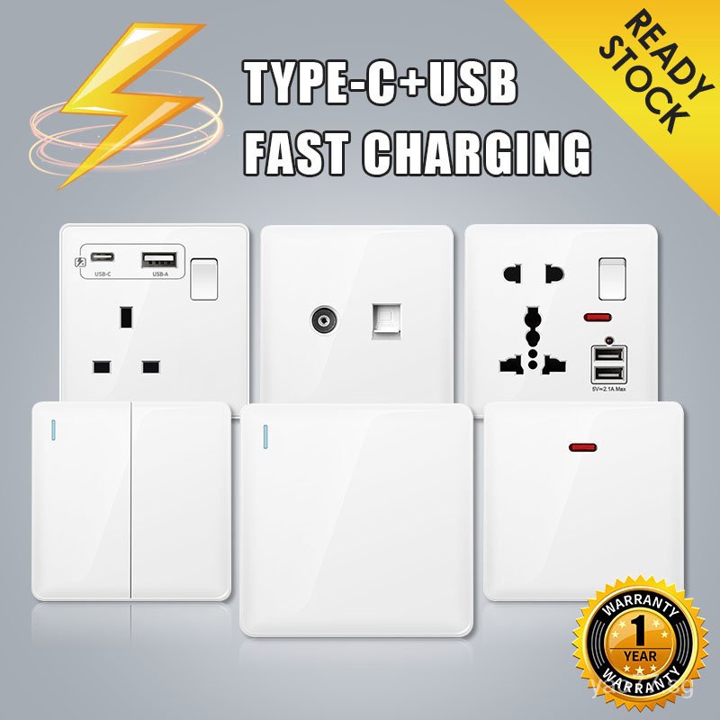 XCPOS wall universal usb socket wall light switch led indicator power ...