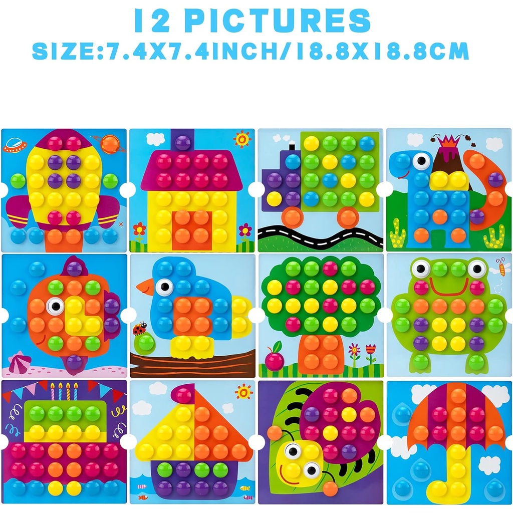 Button Idea Puzzle Educational Toys (12 pictures + 46 Button Nails) Art ...
