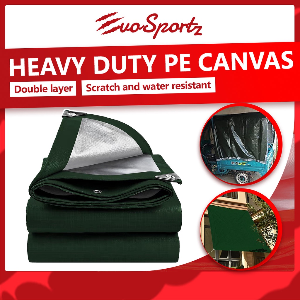Heavy Duty PE Canvas | Double Layer Silver Tarp Canopy Plastic Picnic ...