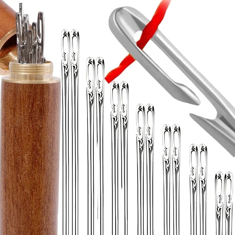 12Pcs Side Hole Blind Sewing Needles Stainless Steel Elderly Self ...