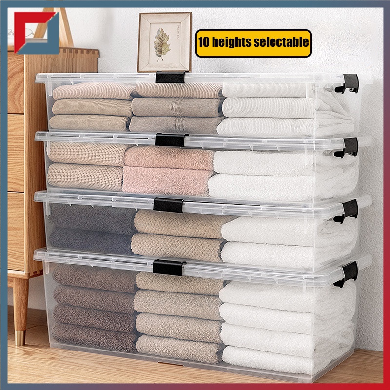 Transparent bed bottom storage box with wheels flat plastic storage box ...