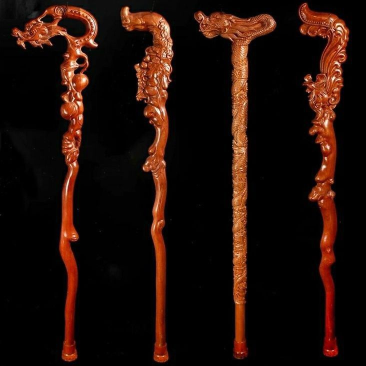 Taishan Peach Wood Crutches Crutches Crutches Dragon Head Solid Wood ...