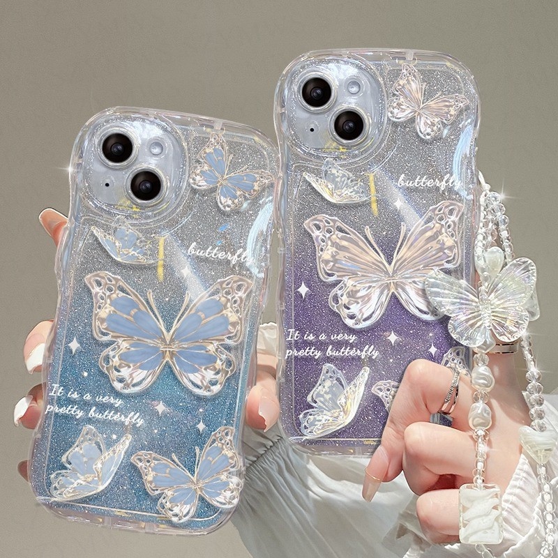 Dreamy Blue Purple Butterfly Casing OPPO A17 A17K A16 A16K A35 A53 A32 ...