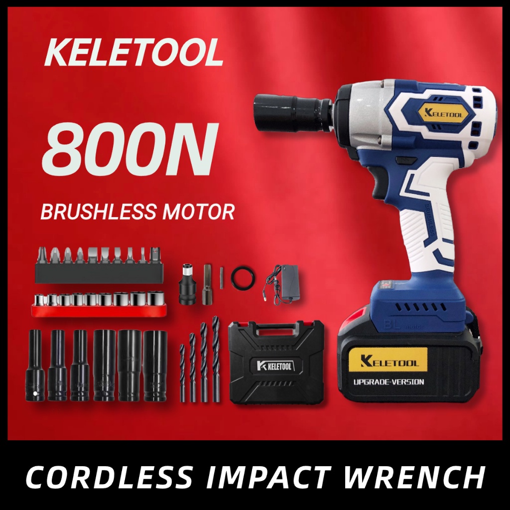 KELETOOL Cordless Impact Wrench High Torque Brushless Driver Battry ...