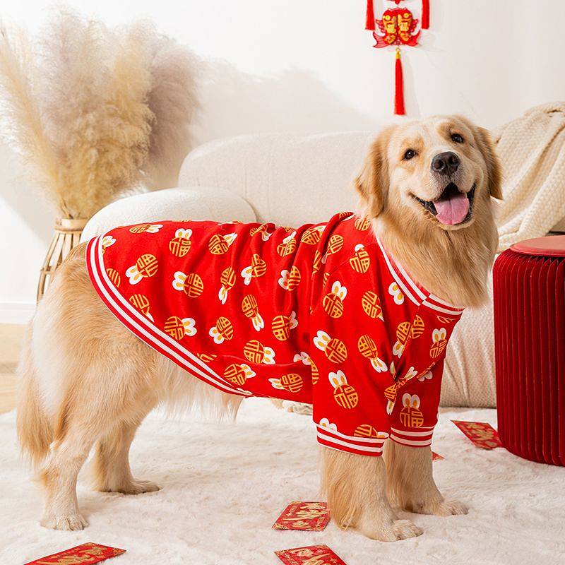 Dog New Year Clothes Labrador Golden Retriever Festive New Year Clothes ...