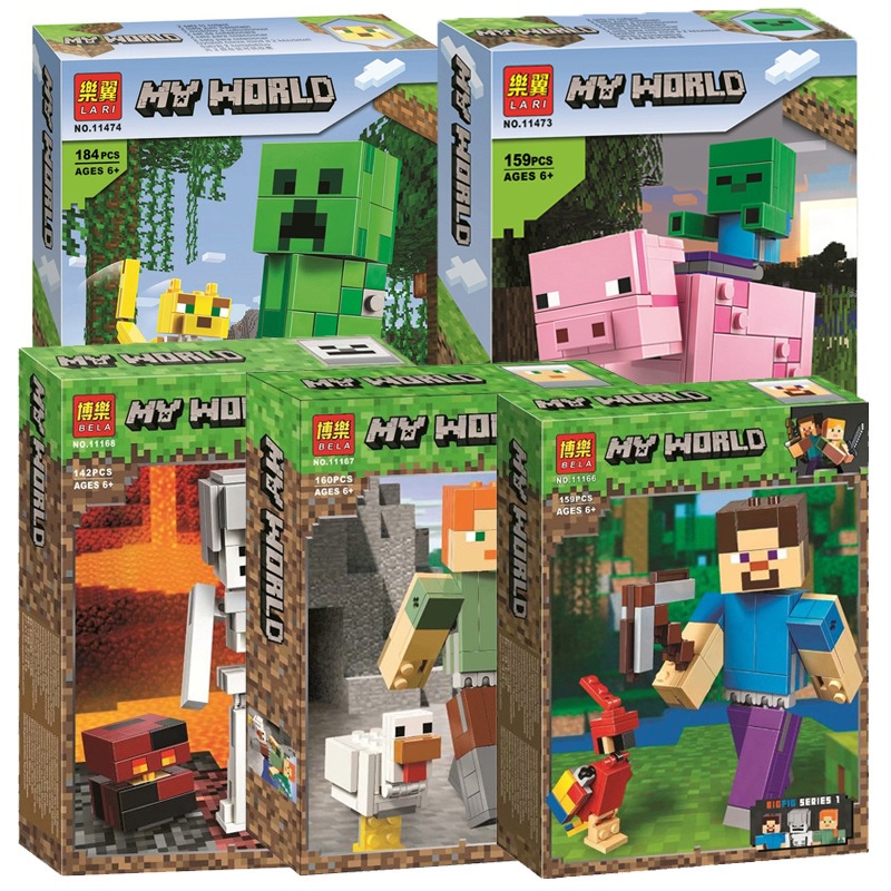 Minecraft Protagonist Steve Alex Skeleton and Lava Monster End Dragon ...