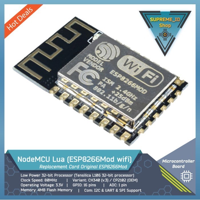 Esp8266mod Esp8266 Esp 12e Esp 12f Iot Nodemcu Lua Wemos D1 Wifi Replacement Card Shopee 1715