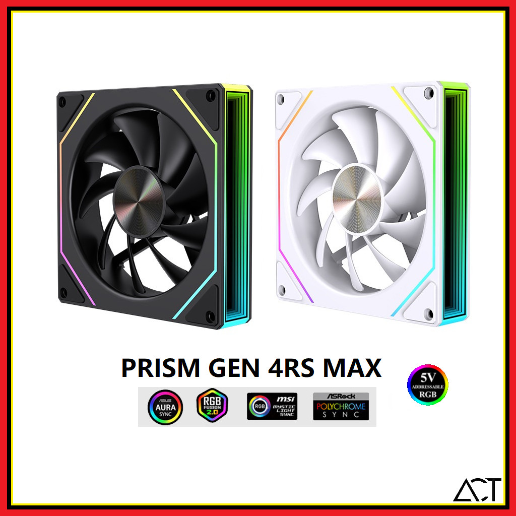 Pc Fan / Prism Gen 4RS Max / ARGB 3Pin / PWM 4Pin / 12CM / Black White ...