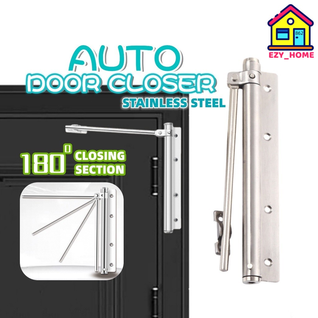 Automatic Adjustable Rebound Door Closer Hinge Stainless Steel Spring ...