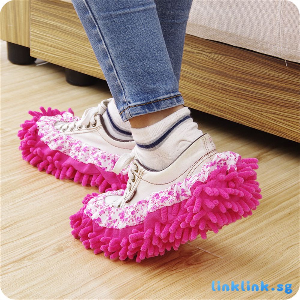 2 In 1 Dust Mop Slipper Shoe Rag Mop Microfiber Floor Dust Cleaning Rag ...