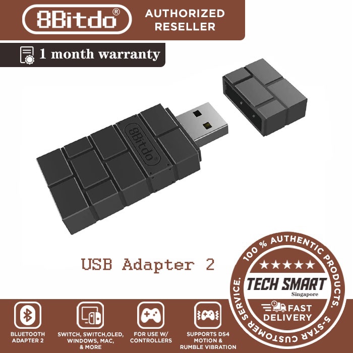 8Bitdo Adapter 2, Wireless Bluetooth USB for Switch, Windows, macOS ...