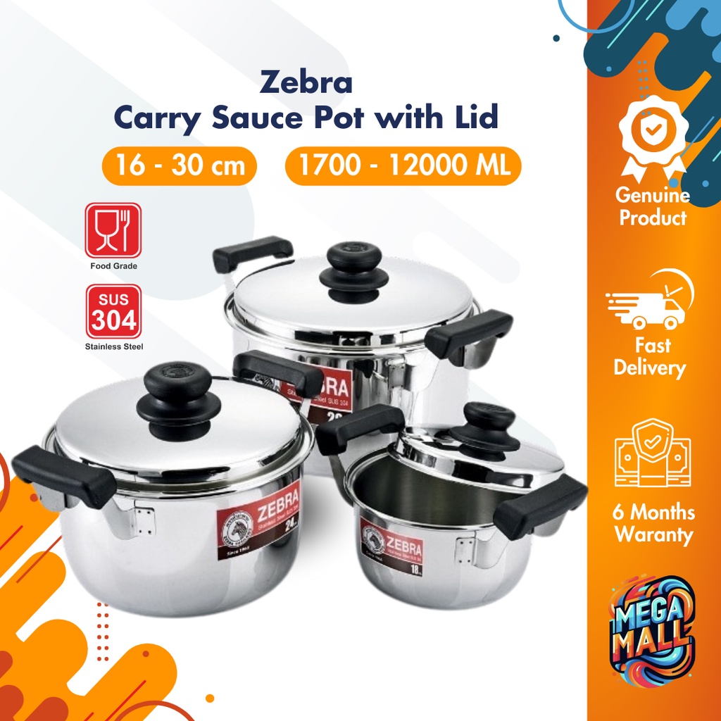 Zebra Carry Sauce Pot with Lid, Stainless Steel [ Portable Design Easy ...