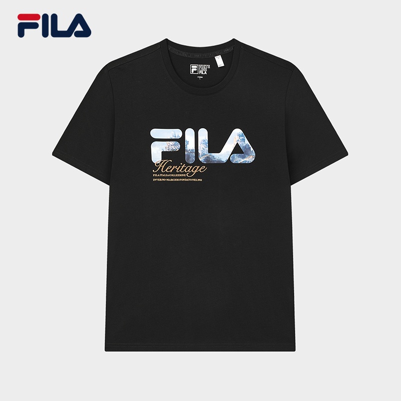 2024 spot goods FILA CORE Men's WHITE LINE HERITAGE Short Sleeve T ...