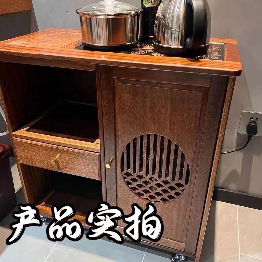 Solid Wood Mobile Tea Table Tea Table Home Balcony Small Tea Trolley ...