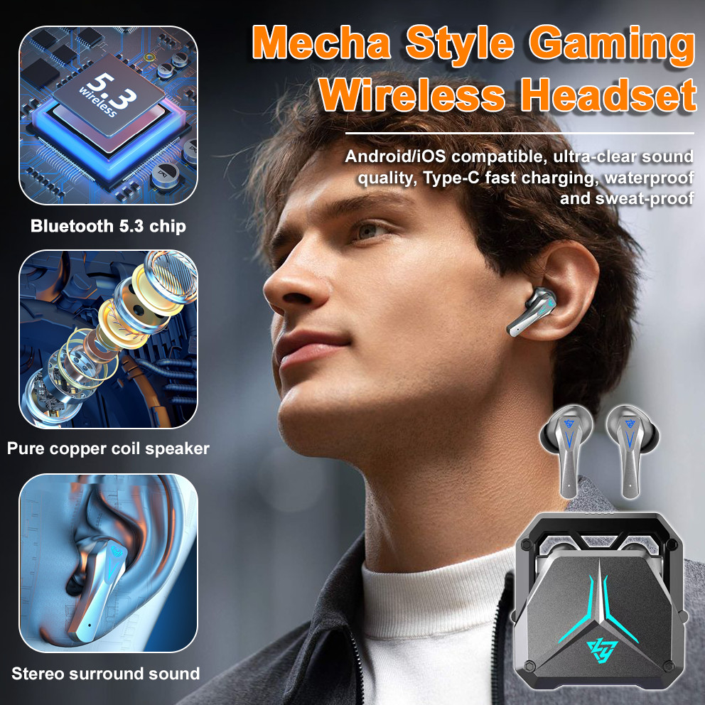 Gaming mech bluetooth headset binaural low latency ultralong life ...