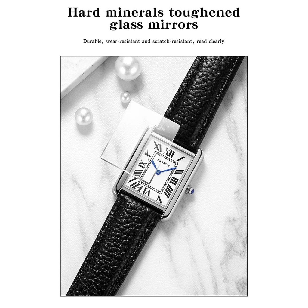 SANDA 9031/1108 Luxury Couple Watch Resistant Leather Strap Square Dial ...