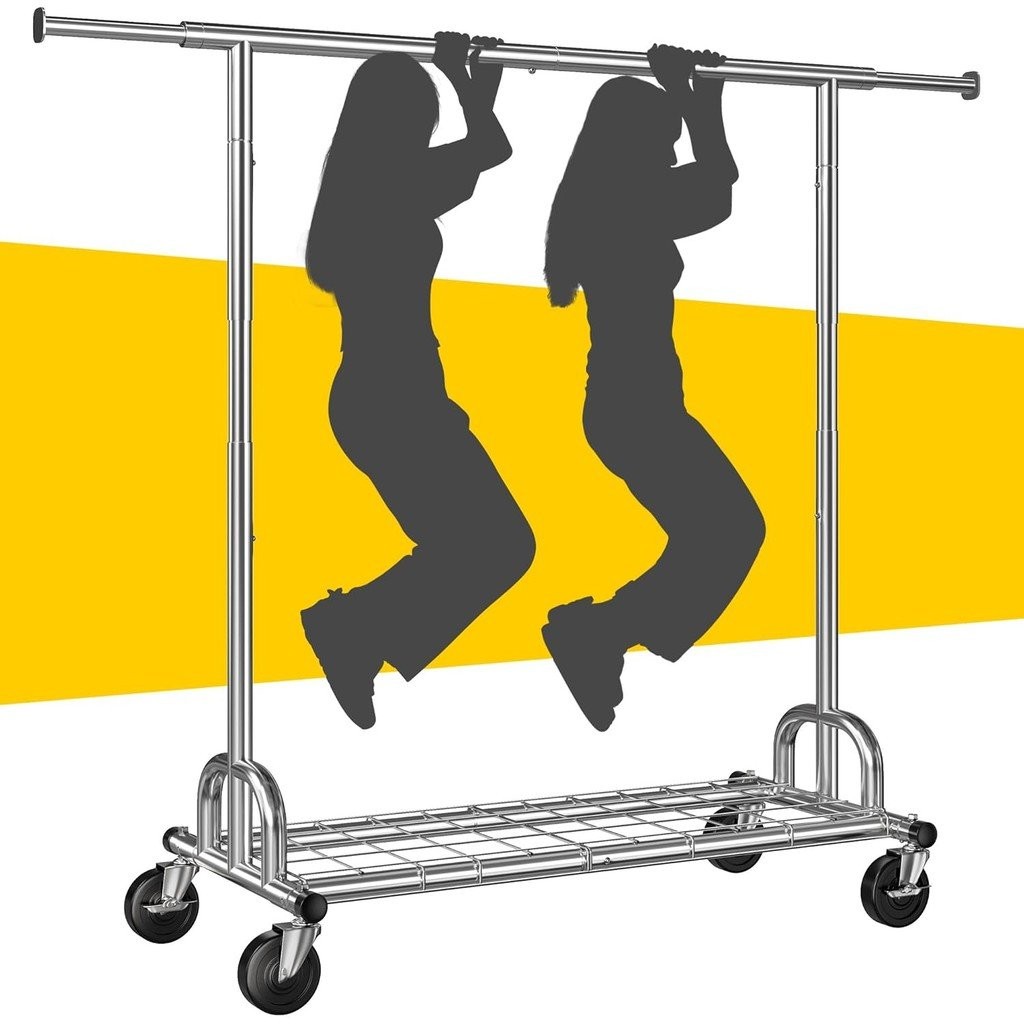 Raybee Clothes Rack Heavy Duty Clothing Rack Load 485LBS Rolling ...