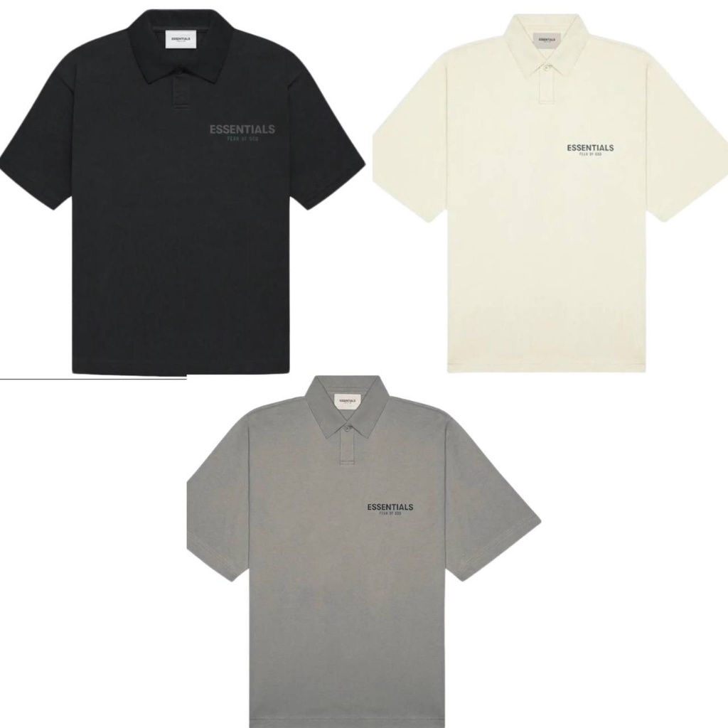 FEAR OF GOD ESSENTIALS SS20 Polo Tee Cream/ Charcoal /Black | Shopee ...