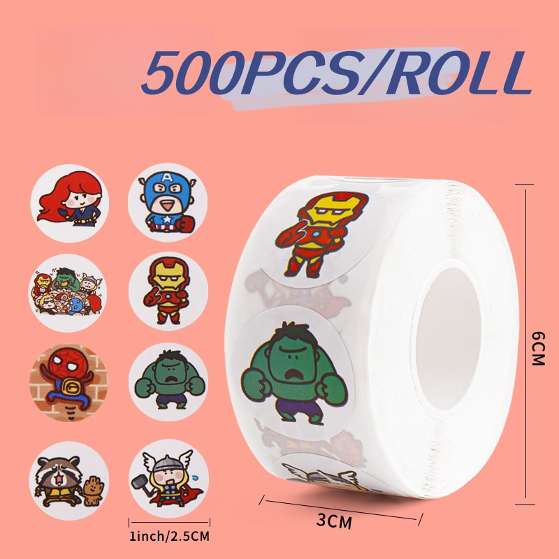 500PCS Q Version Avengers Alliance Stickers Circular Sealing Stickers ...