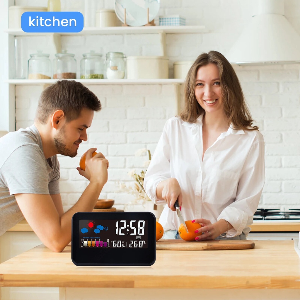 LCD Hygrometer Digital Clock Watch Table Electronic Desktop Clocks ...