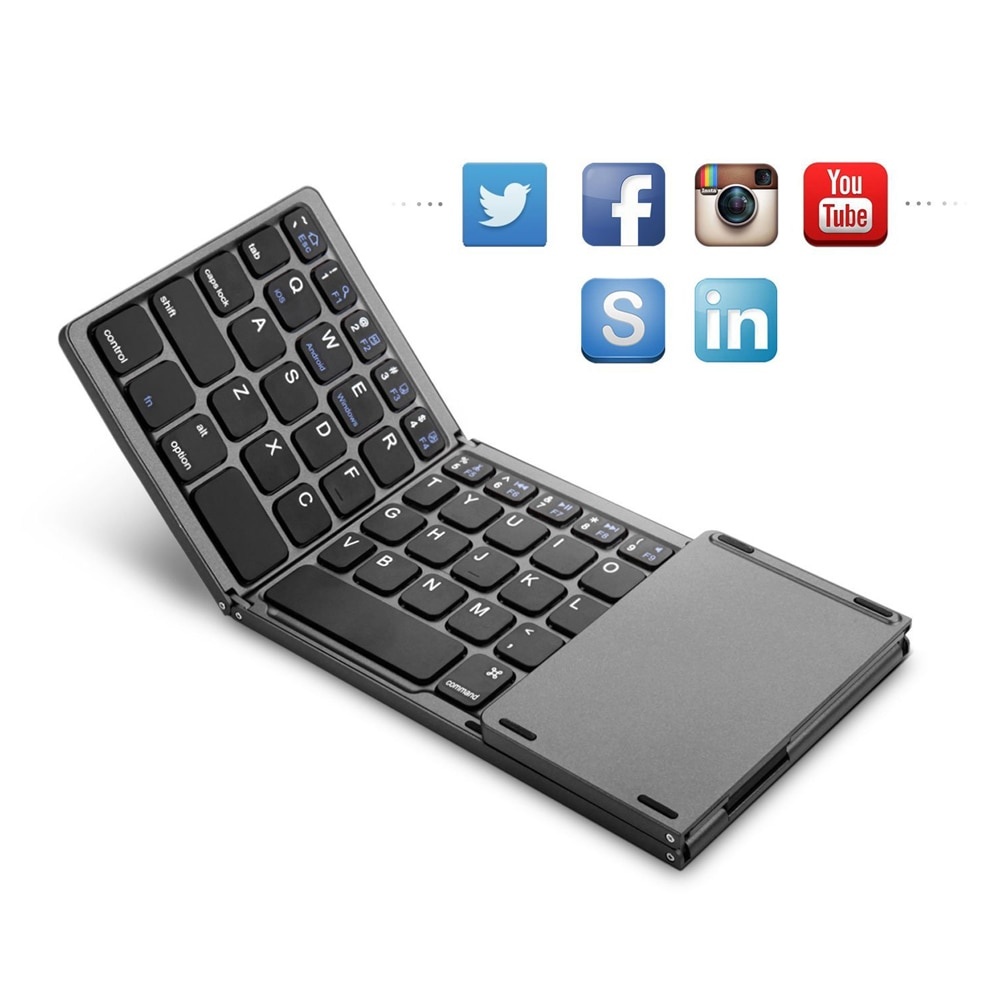 Mini folding keyboard Bluetooth Foldable Wireless Keypad with Touchpad ...