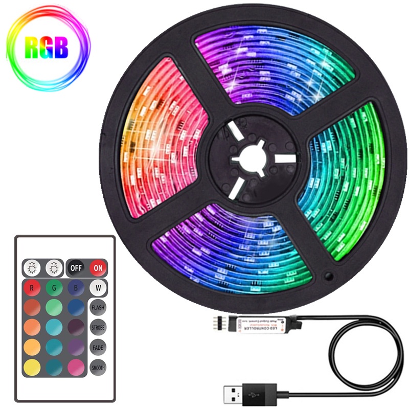 【In stock】Infrared remote control LED Strip Lights Tape 3M/5M RGB 5050 ...
