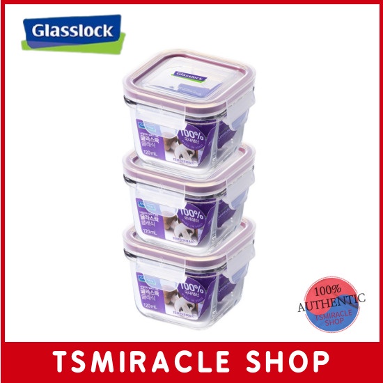 Glasslock Purple Edition Square Airtight Container 120ml 3P glass ...