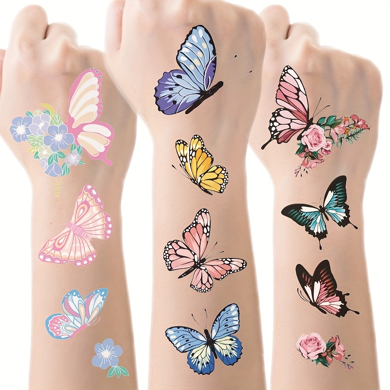 10pcs Butterfly Child Tattoo Stickers Temporary Fake Kids Tattoo for ...