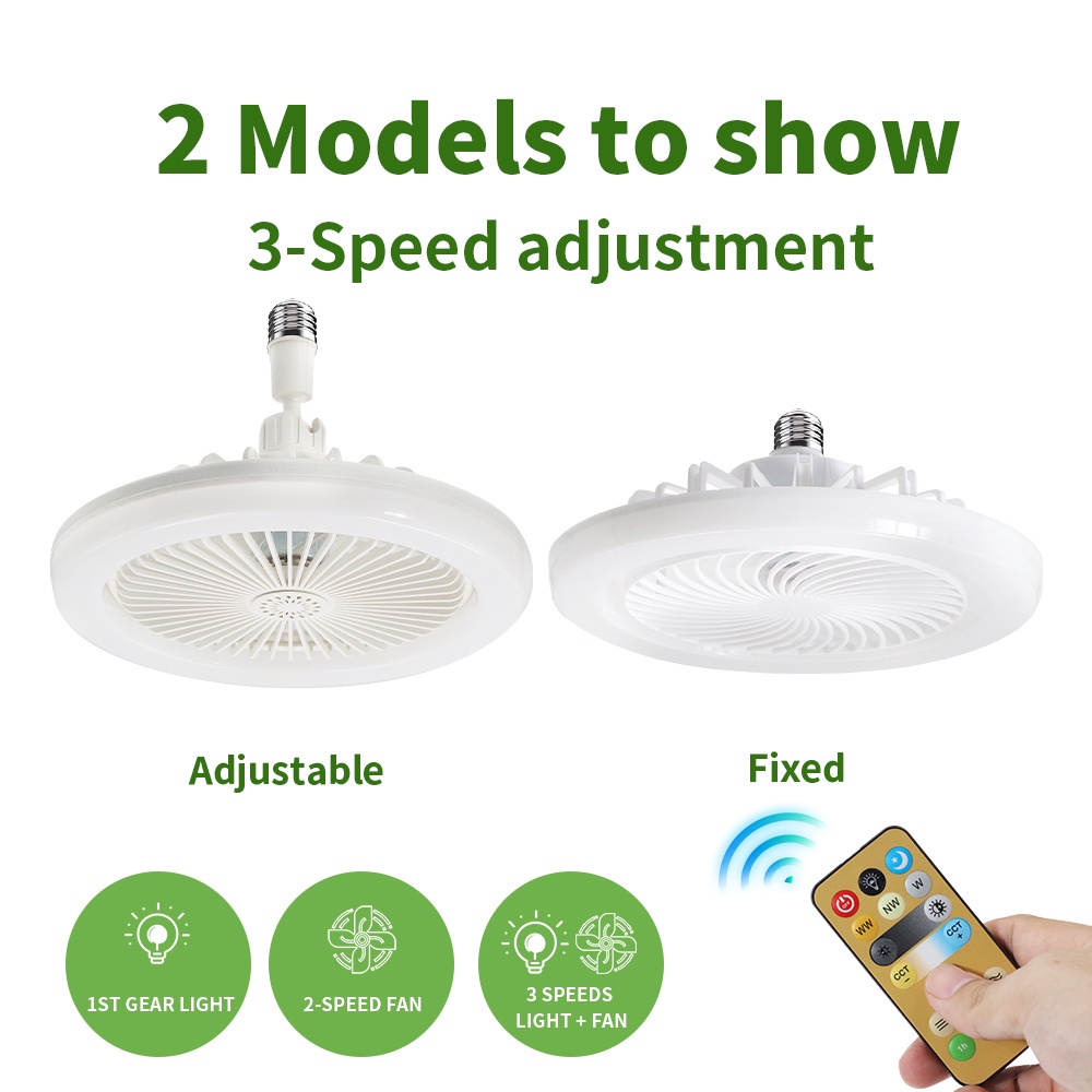 Ceiling Fan E27 85-265V With Led Light Rotation Cooling Home Ceiling ...