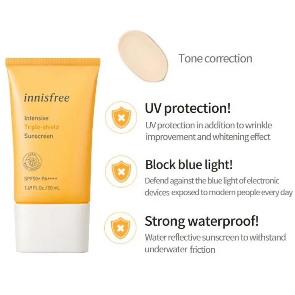 Innisfree Intensive Triple Shield Sunscreen SPF 50+ PA+++ 50ml (reduces ...