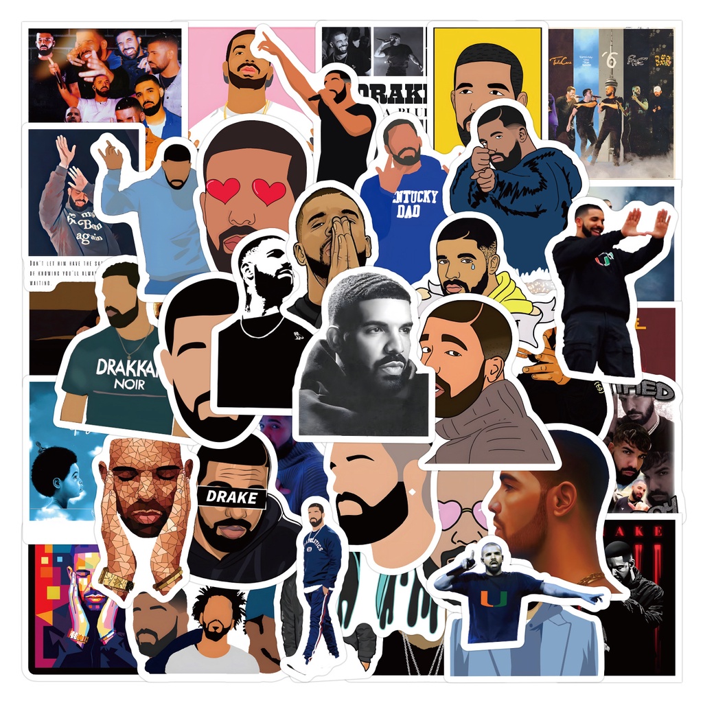 60 pcs Hip-Hop Super Star Drake Waterproof PVC Stickers | Shopee Singapore