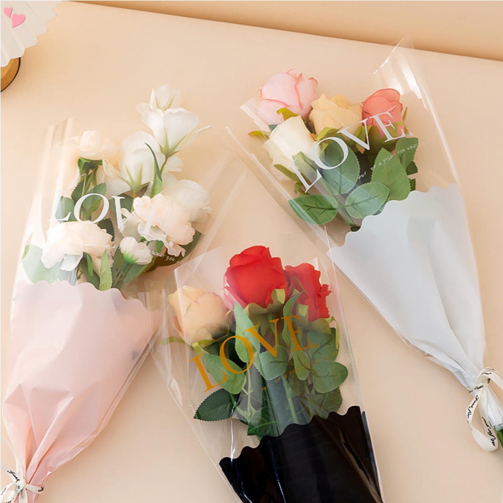 50pcs Flower Sleeves for Bouquet Wrapping Bags Transparent Plastic Bulk ...