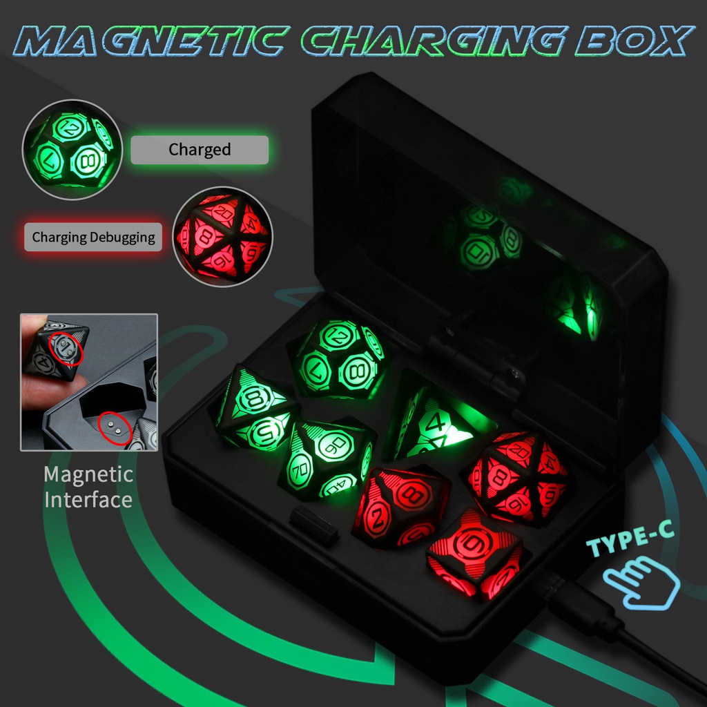 Charging multi-sided dice chips Light up board game Cool Run flash LED ...
