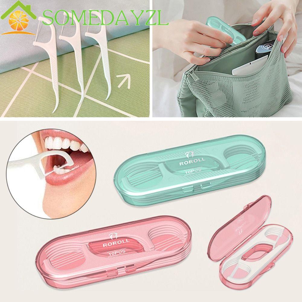 SOMEDAYMX 10 Pcs/box Floss Toothpick Set, Dustproof Mini Teeth Floss ...