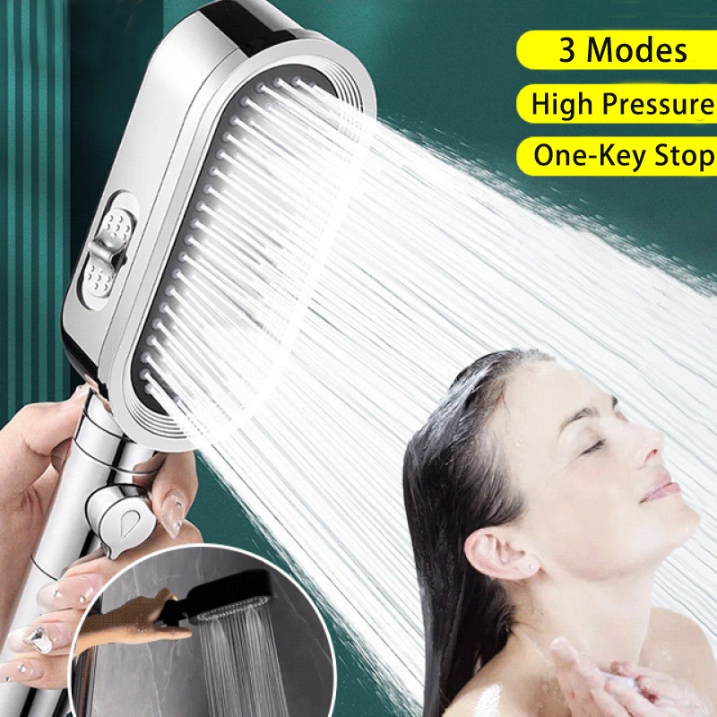 High Pressure Shower Head Water Saving 3 Modes Shower Heads Adjustable ...