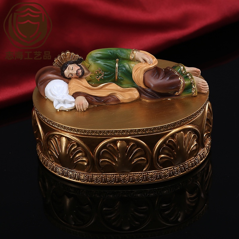 Saint Joseph Sleeping Statue Catholic Vintage Trinket Jewelry Box Home ...