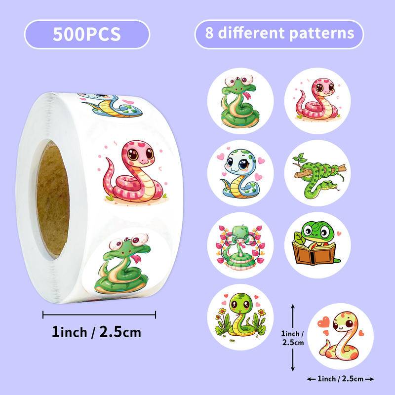 500 Sheets/Roll Cute Cartoon snake Children Roll Roll Stickers Handbook ...