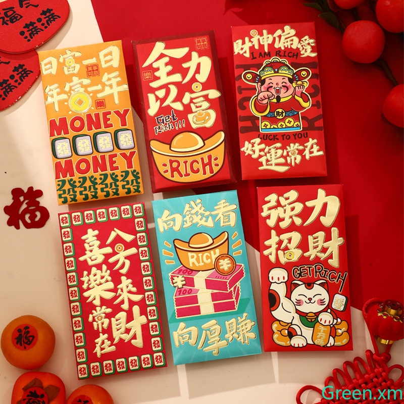 6Pcs CNY 2025 Red Packet Creative Cute Dragon Year Ang Bao Red Packet ...