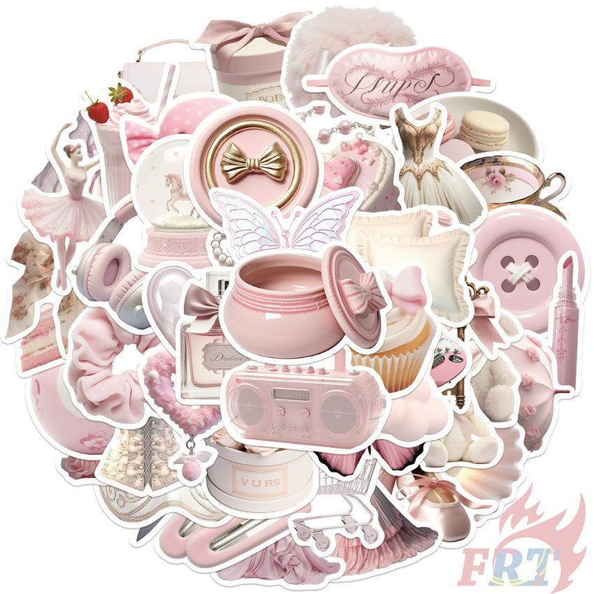 50Pcs/Set Pink Ballet Girls Styles Series 01 Stickers Waterproof DIY ...