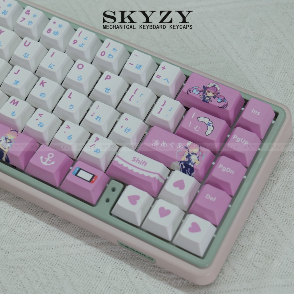 Minato Aqua Keycaps Cherry Profile Anime PBT Dye Sub Mechanical ...