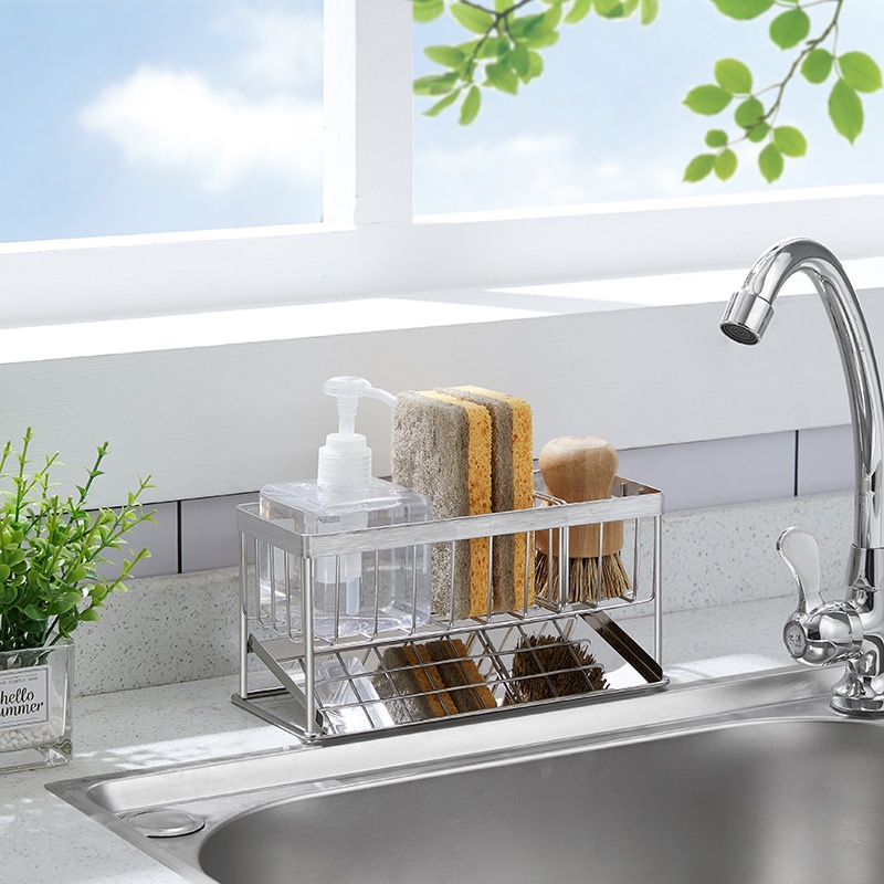 Modern Kitchen Countertop Stainless Steel Sponge Hand Sanitizer Storage ...