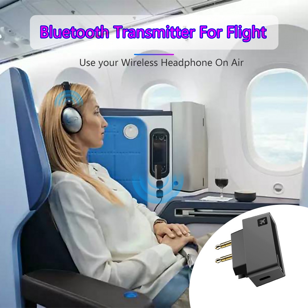 Bluetooth 5.0 Airplane Airline Flight Adapter A2DP Wireless Transmitter ...