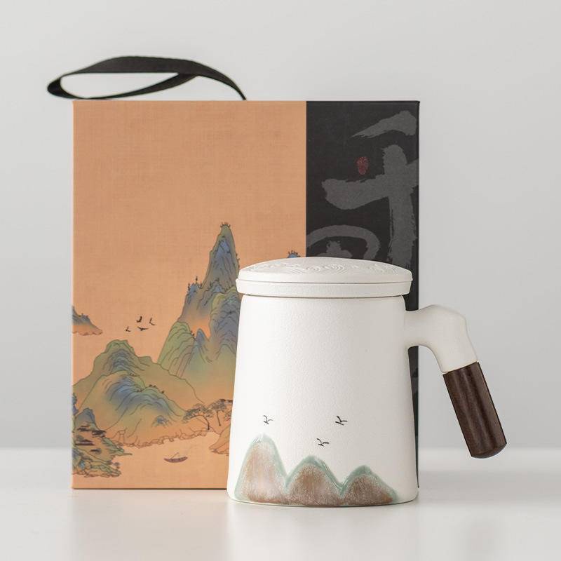 Gift Set Ceramic Mug Filter Liner Water Cup Tea Cup Send Elder Birthday ...