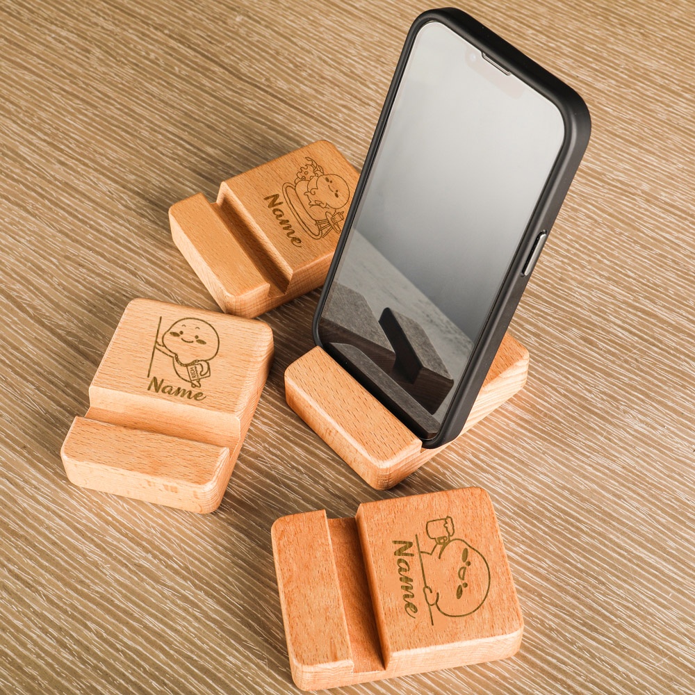 Cartoon Quby Custom with Name Cute Wooden Cell Phone Holder Wooden Desk ...